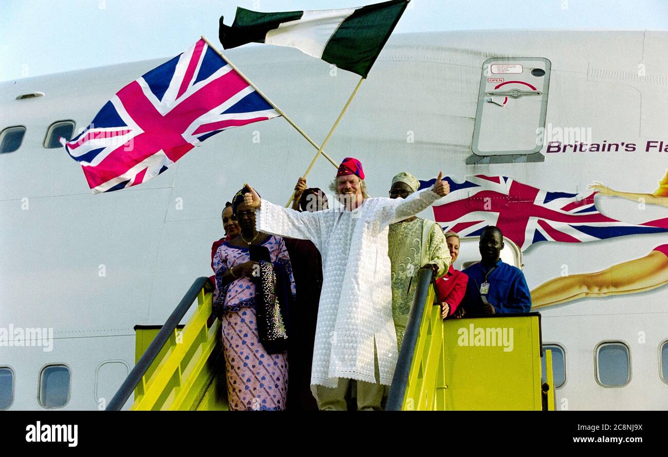 Virgin airlines boss Sir Richard Branson arriving at Lagos Airport in ...