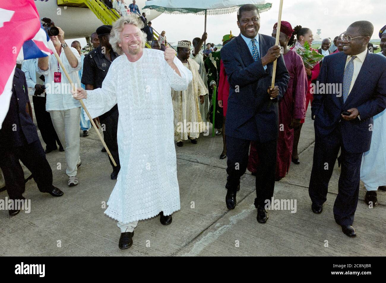 Virgin airlines boss Sir Richard Branson arriving at Lagos Airport in ...