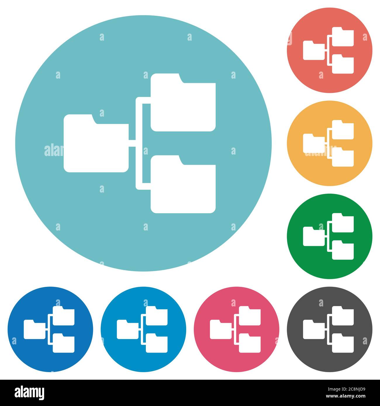 Flat shared folders icon set on round color background Stock Vector ...