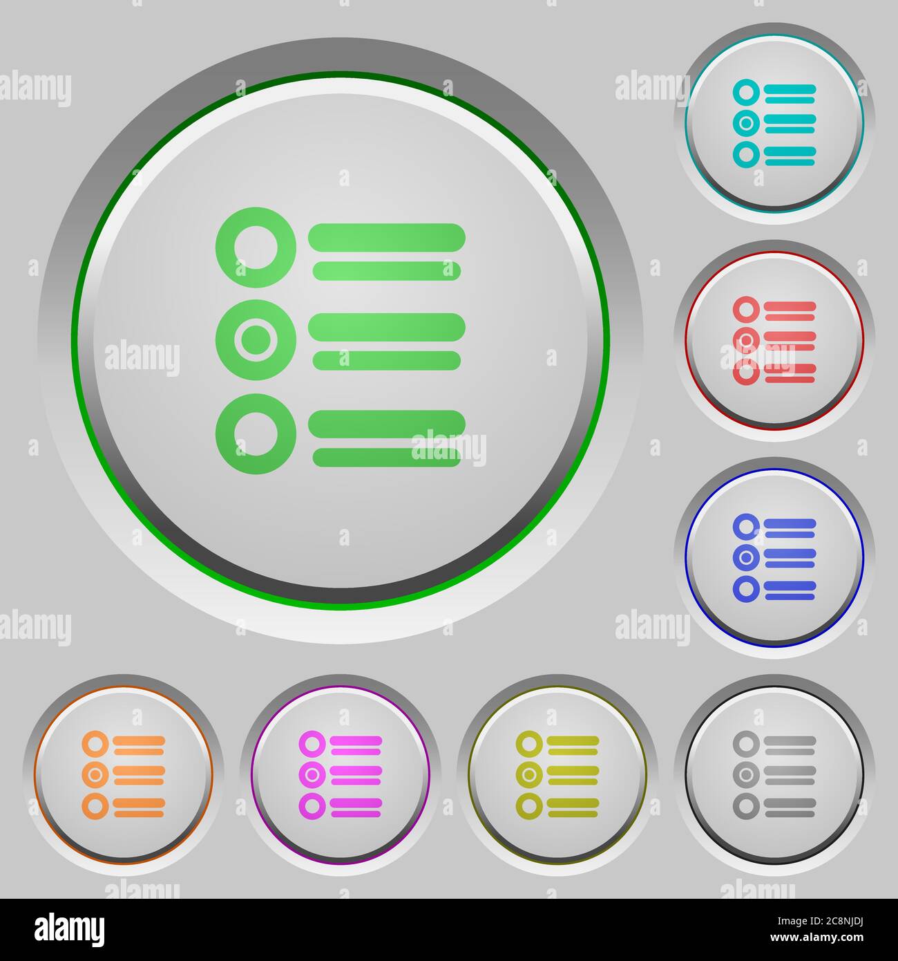 Set of color radio group sunk push buttons Stock Vector Image & Art - Alamy