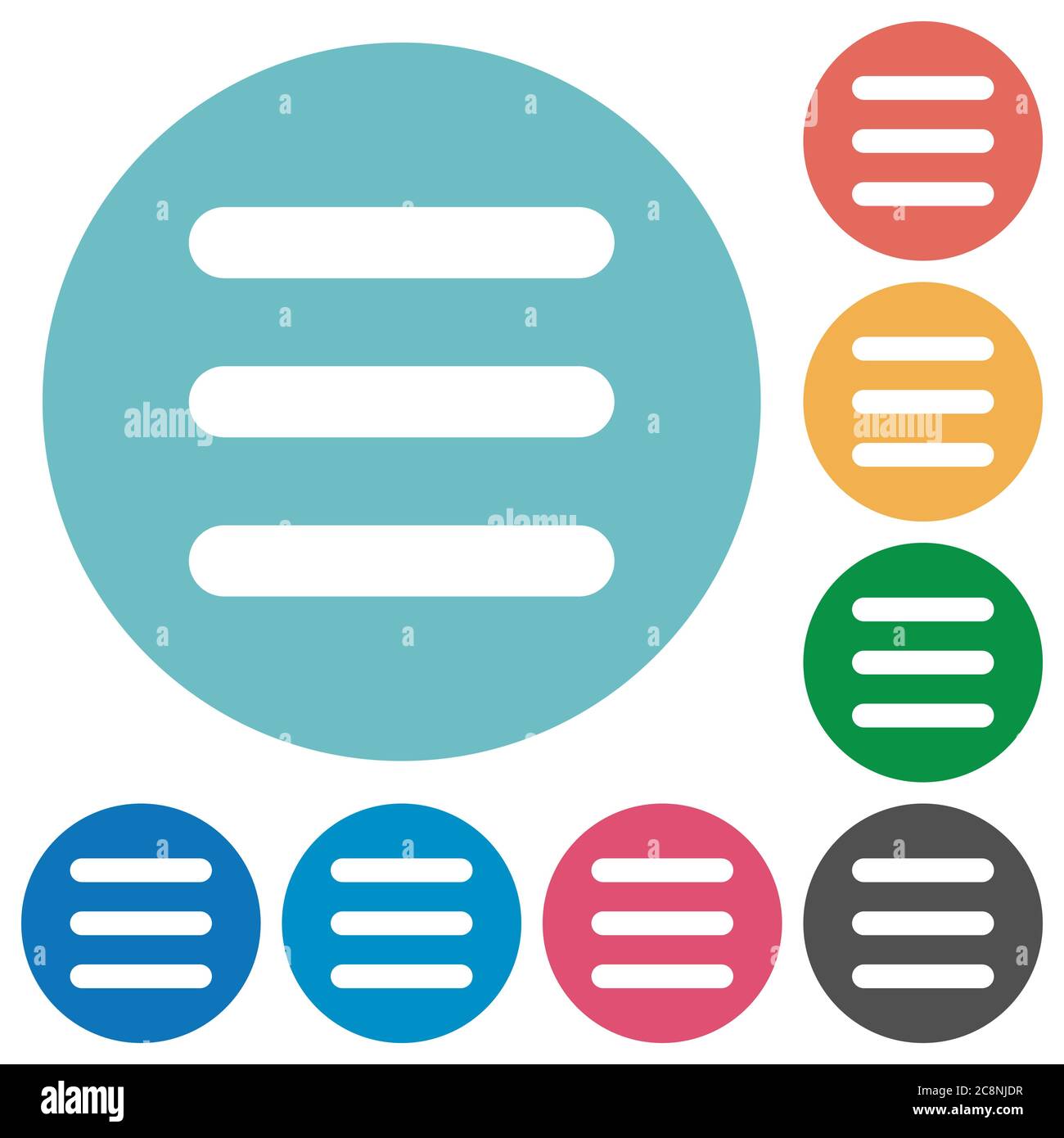 Flat menu icon set on round color background Stock Vector Image & Art ...