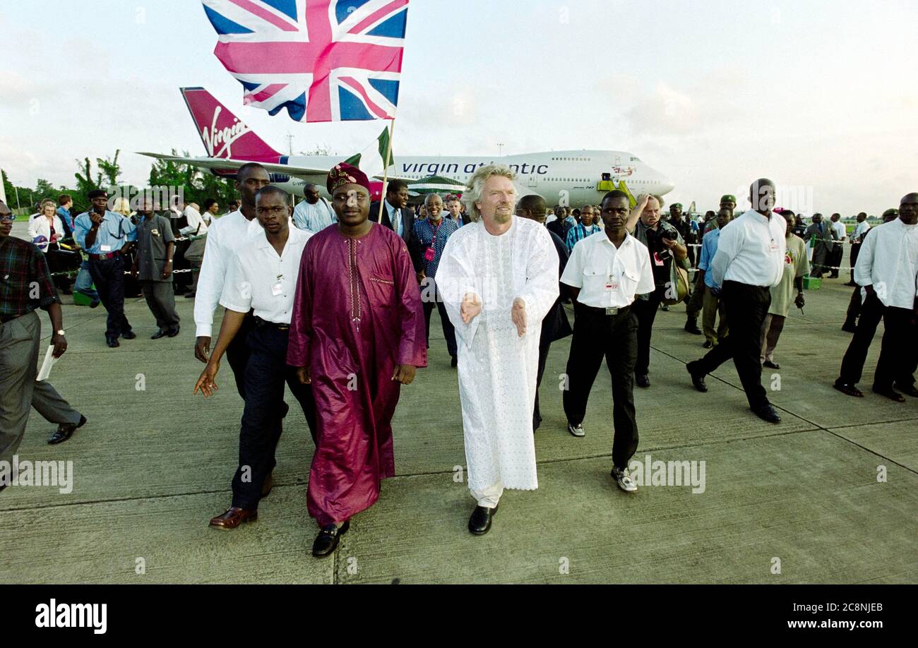 Virgin airlines boss Sir Richard Branson arriving at Lagos Airport in ...