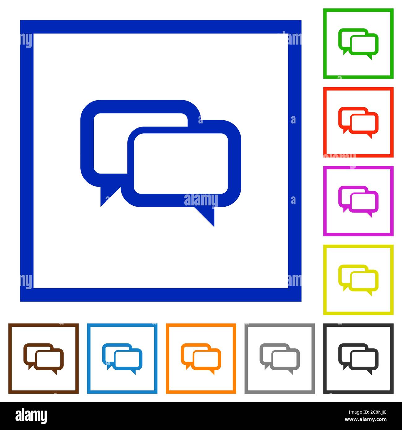 Set of color square framed chat bubbles flat icons on white background Stock Vector Image & Art ...
