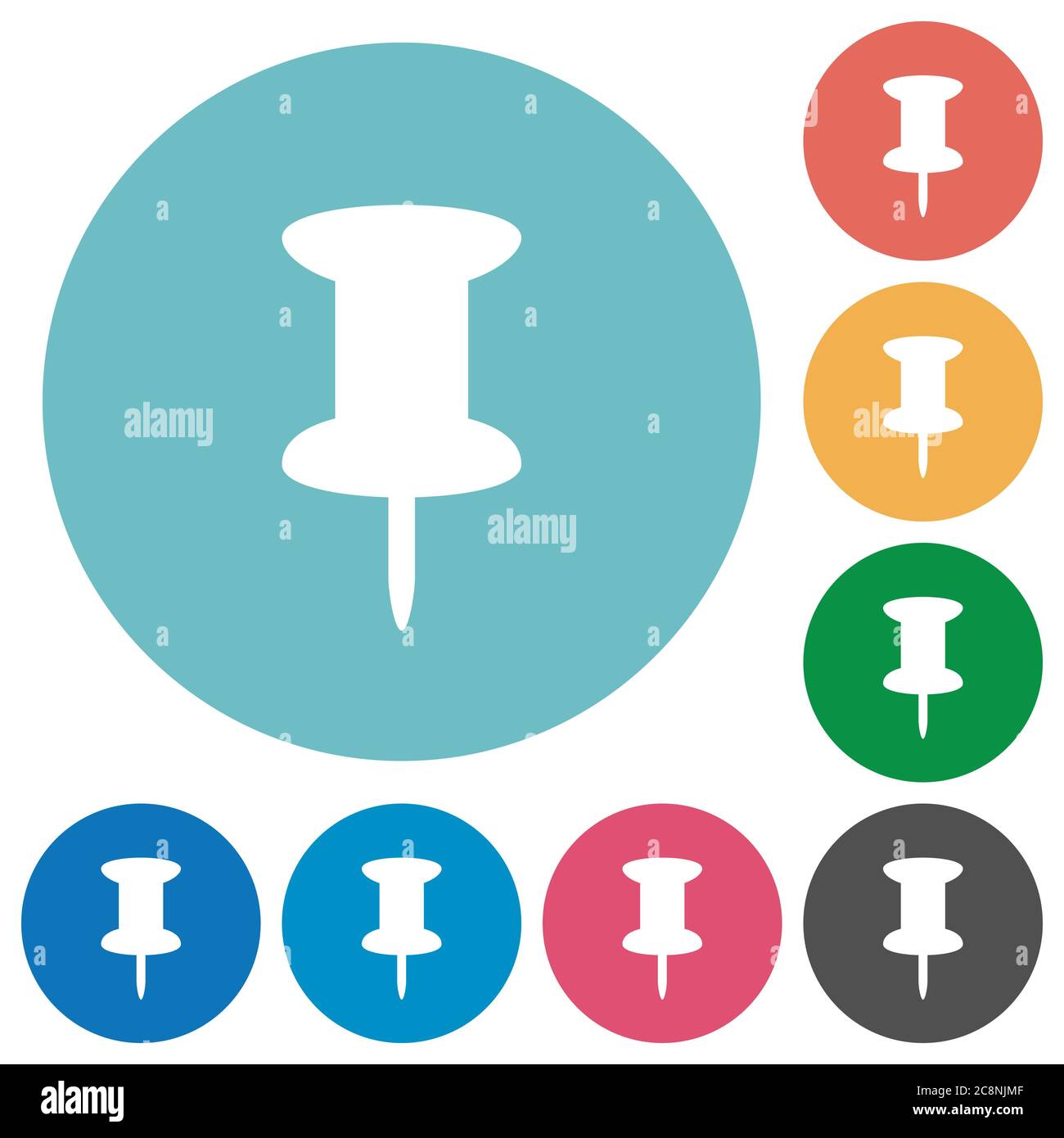 Flat pin icon set on round color background Stock Vector Image & Art ...