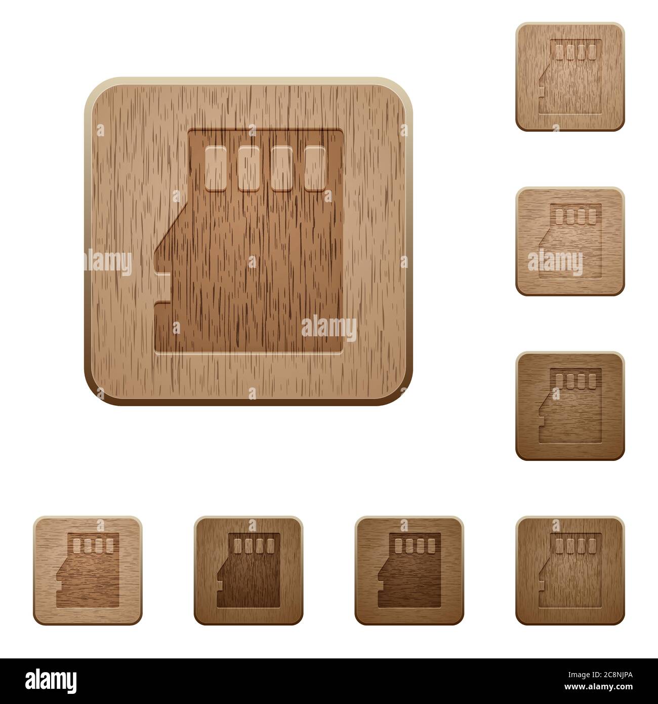 Set of carved wooden Micro SD memory card buttons in 8 variations Stock ...