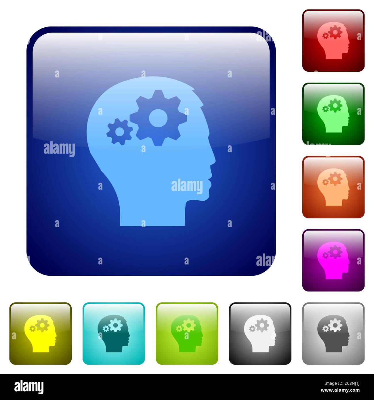 Set of user settings color glass rounded square buttons Stock Vector ...