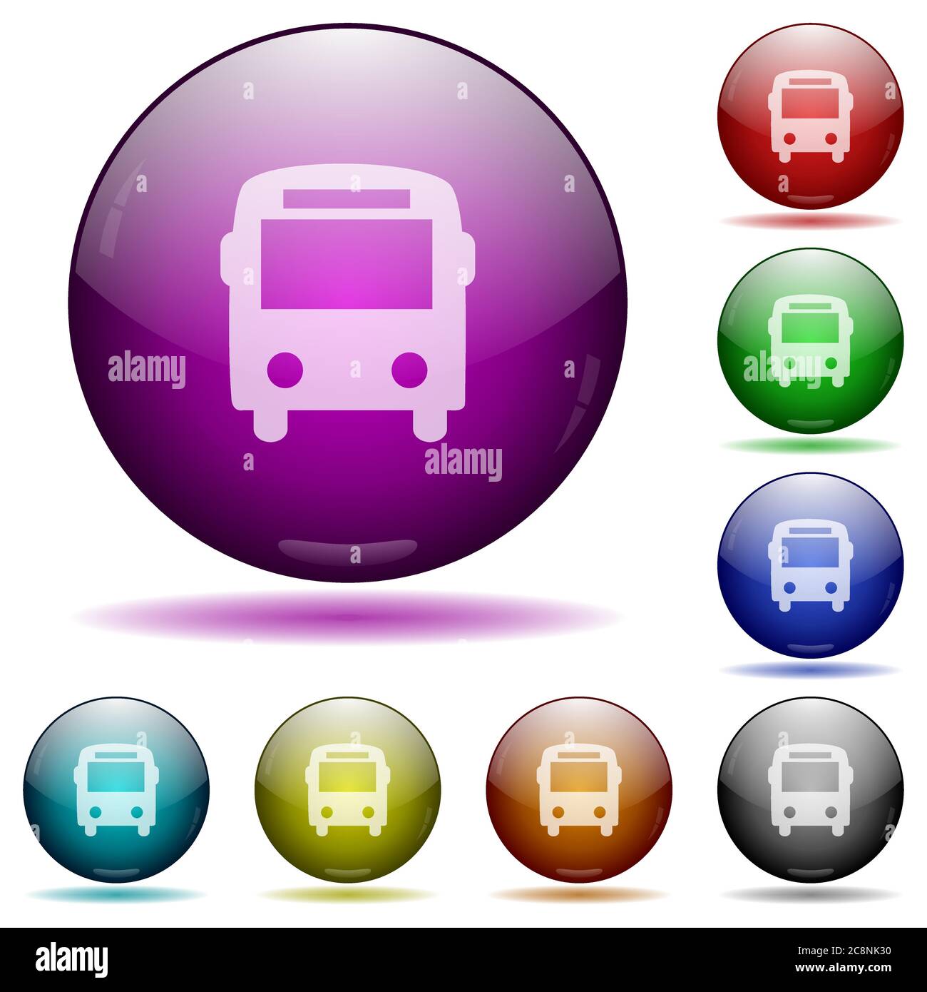 Set of color bus glass sphere buttons with shadows Stock Vector Image ...
