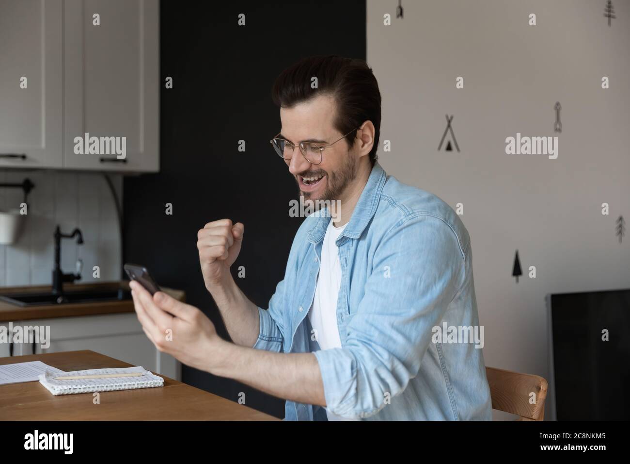Man celebrating lottery win hi-res stock photography and images - Alamy