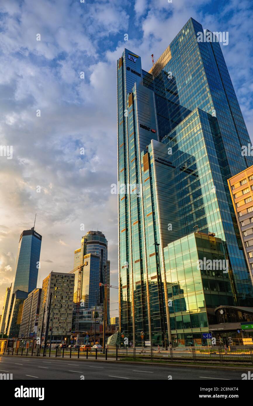 Warsaw, Poland - June 18, 2020: capital city downtown at sunset ...