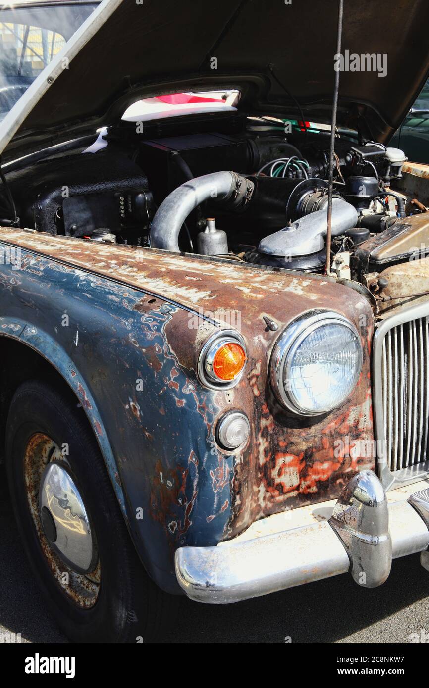 Old rusty vintage classic collectors car in need of restoration stock ...