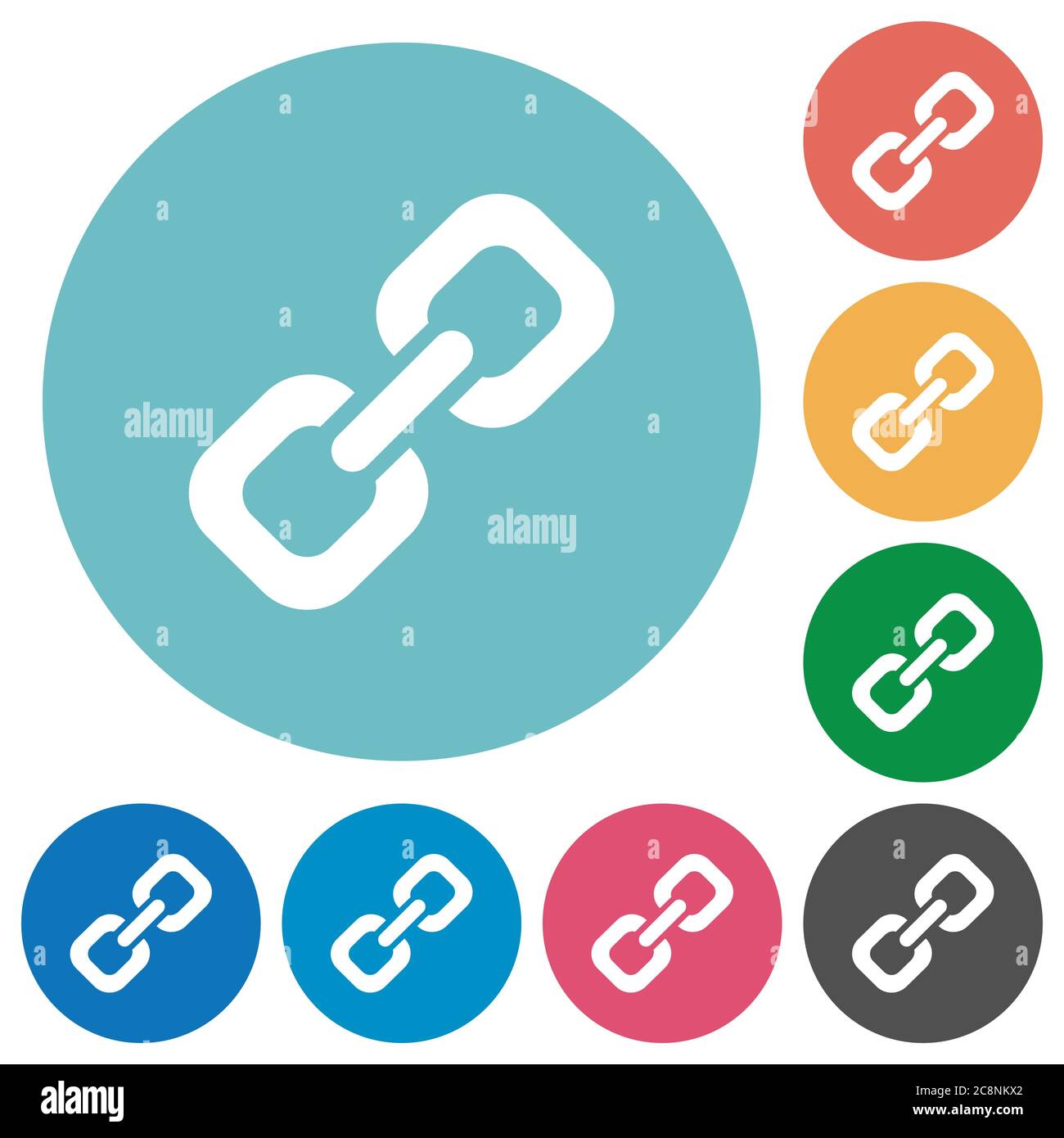 Flat link icon set on round color background Stock Vector Image & Art ...