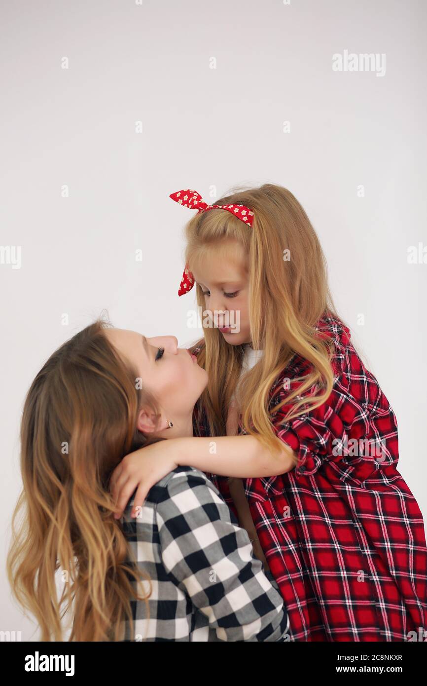 Emotions. Happy loving family. Mother and daughter spend time together ...