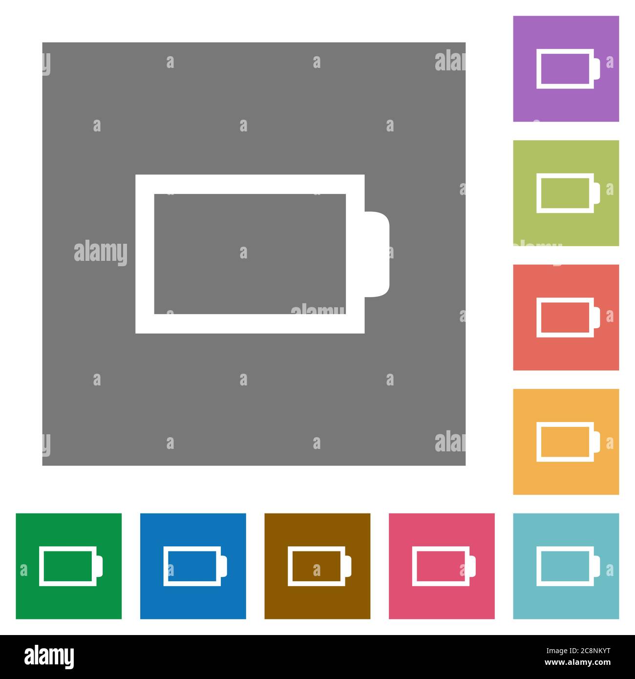 Empty battery flat icon set on color square background Stock Vector ...