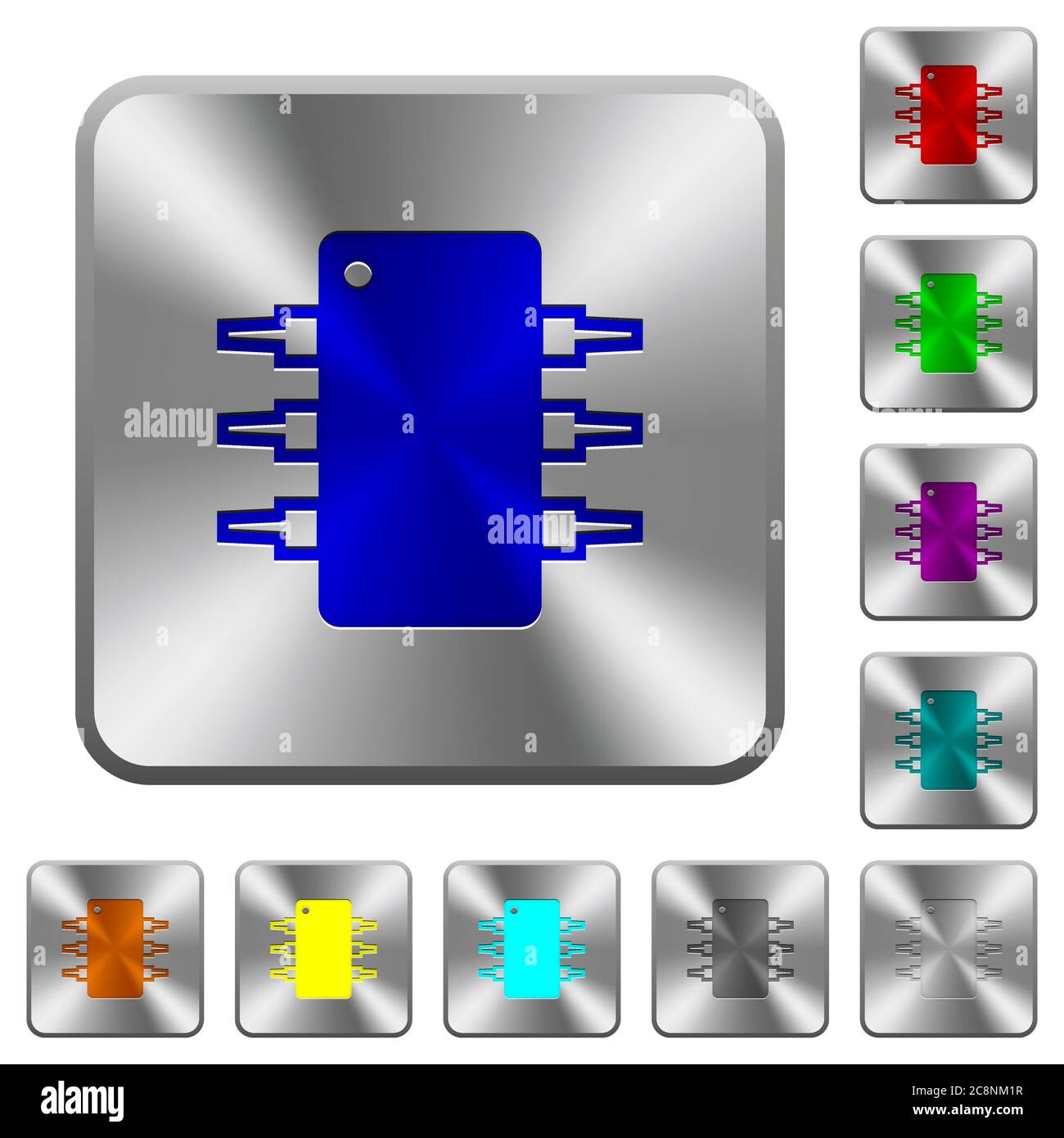 Engraved Integrated Circuit Icons On Rounded Square Steel Buttons Stock Vector Image And Art Alamy