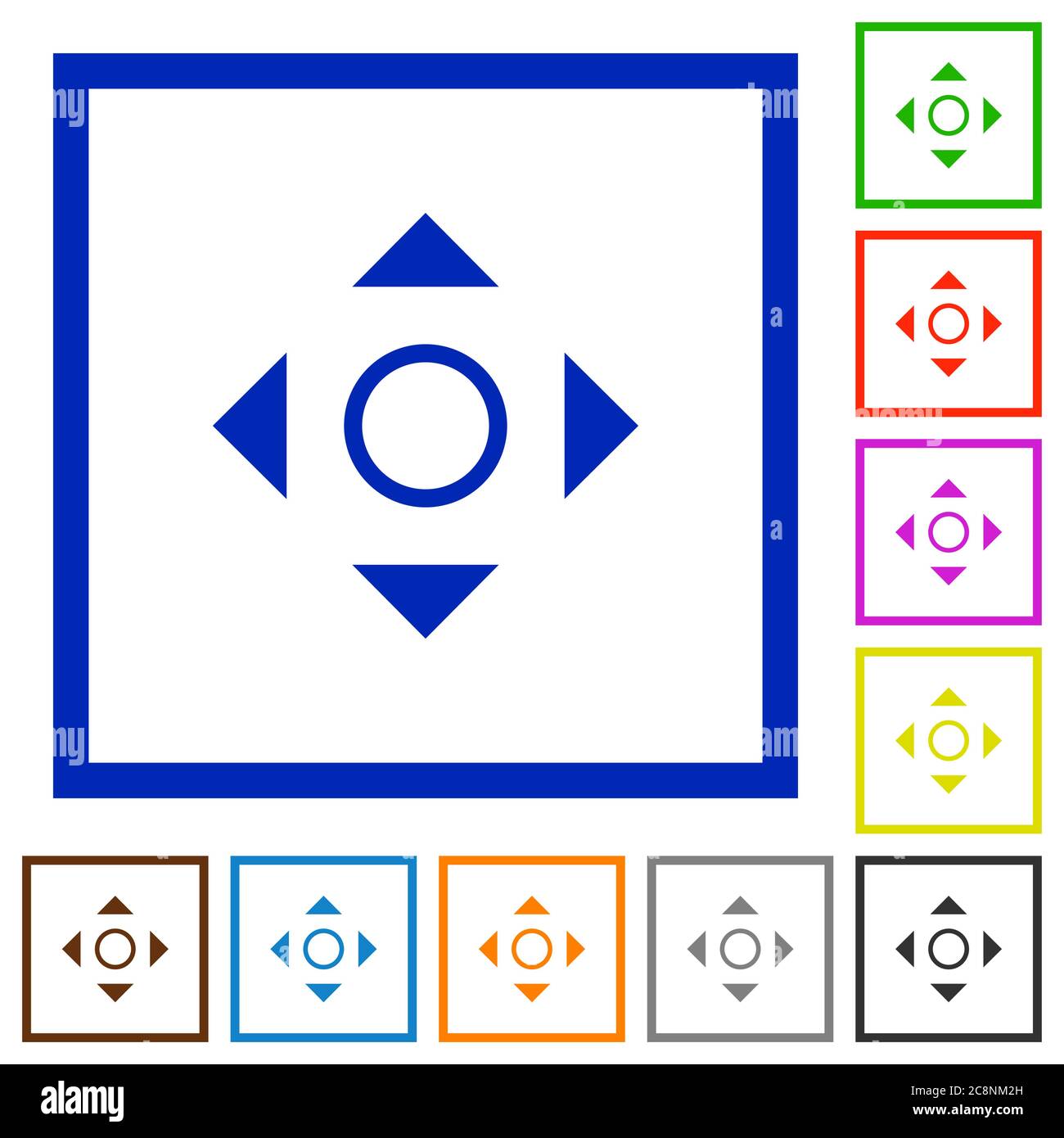 Set of color square framed scroll flat icons on white background Stock ...