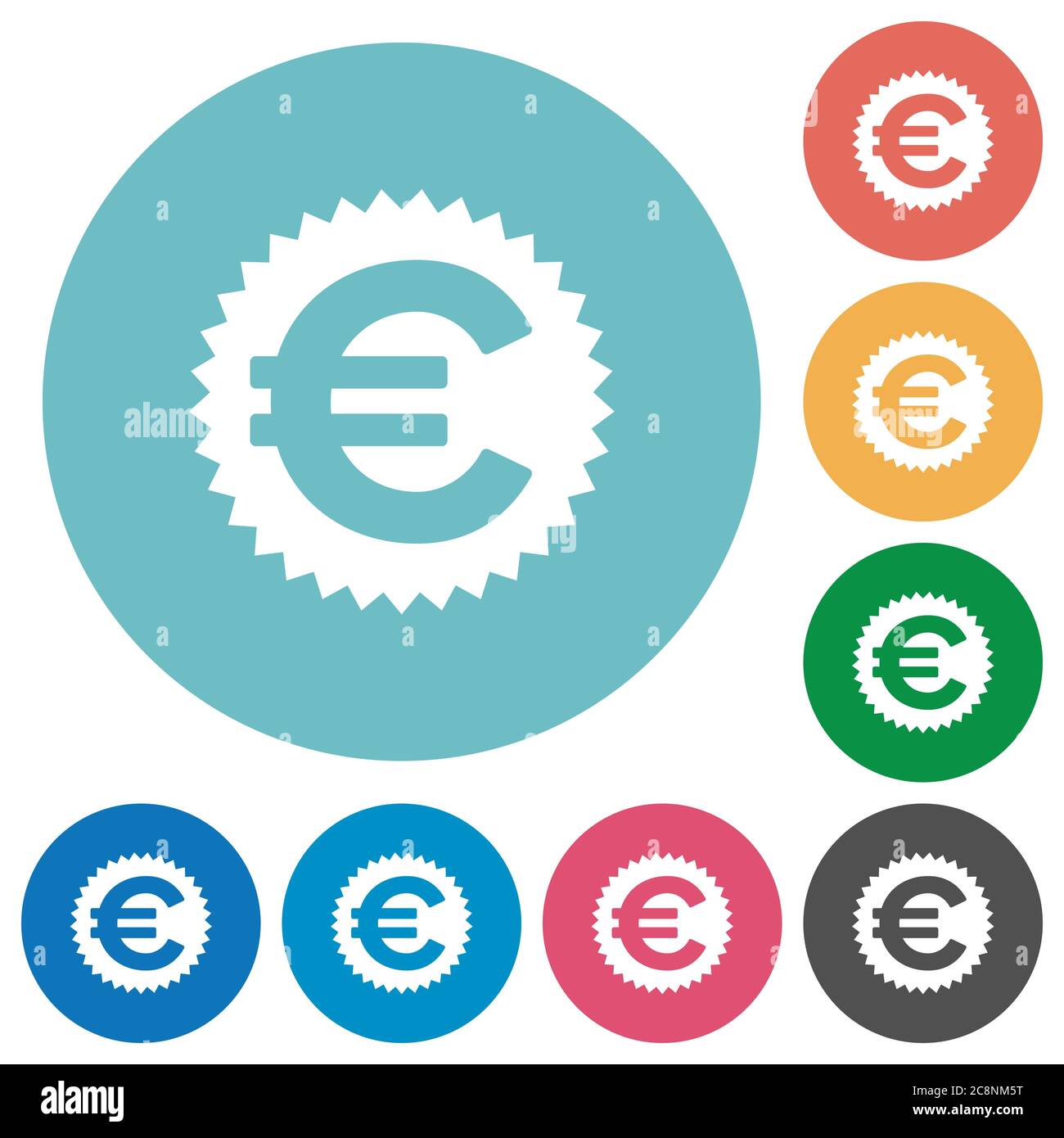 Flat euro sticker icon set on round color background Stock Vector Image ...
