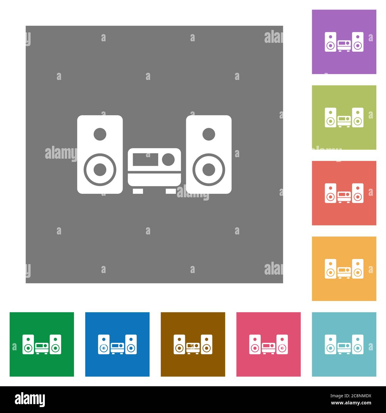 Hifi flat icon set on color square background Stock Vector Image & Art ...