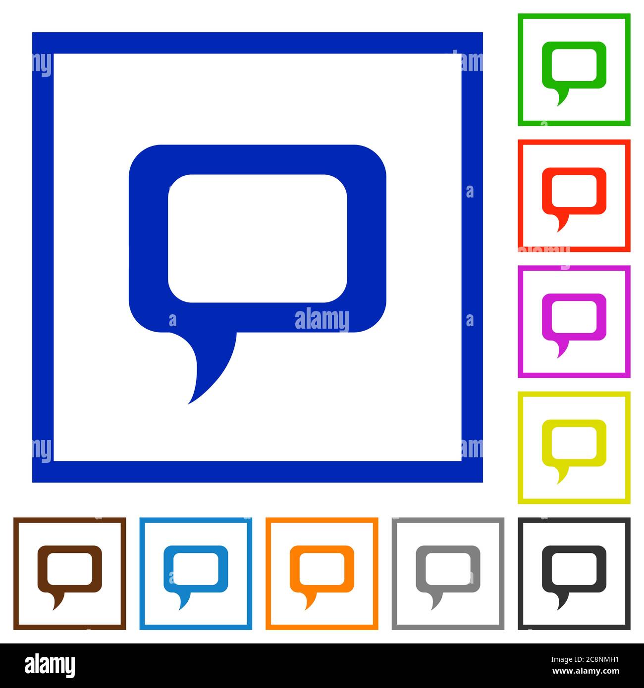 Set of color square framed comment flat icons on white background Stock ...