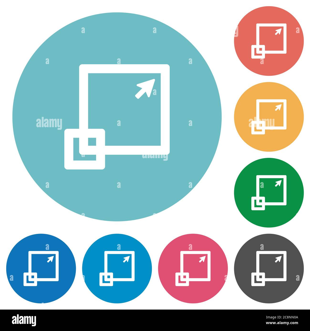 Flat maximize window icon set on round color background Stock Vector ...