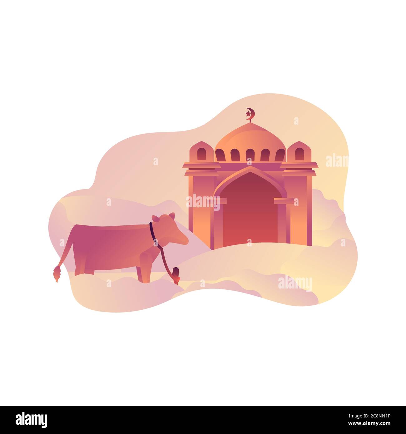Eid al-Adha Qurban celebration flat illustration.Suitable for landing ...