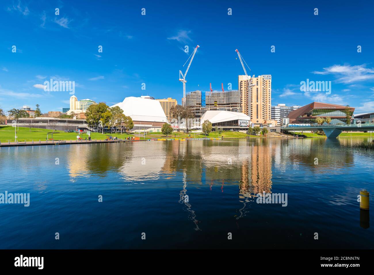 Adelaide, Australia - August 4, 2019: City centre skyline view with new ...