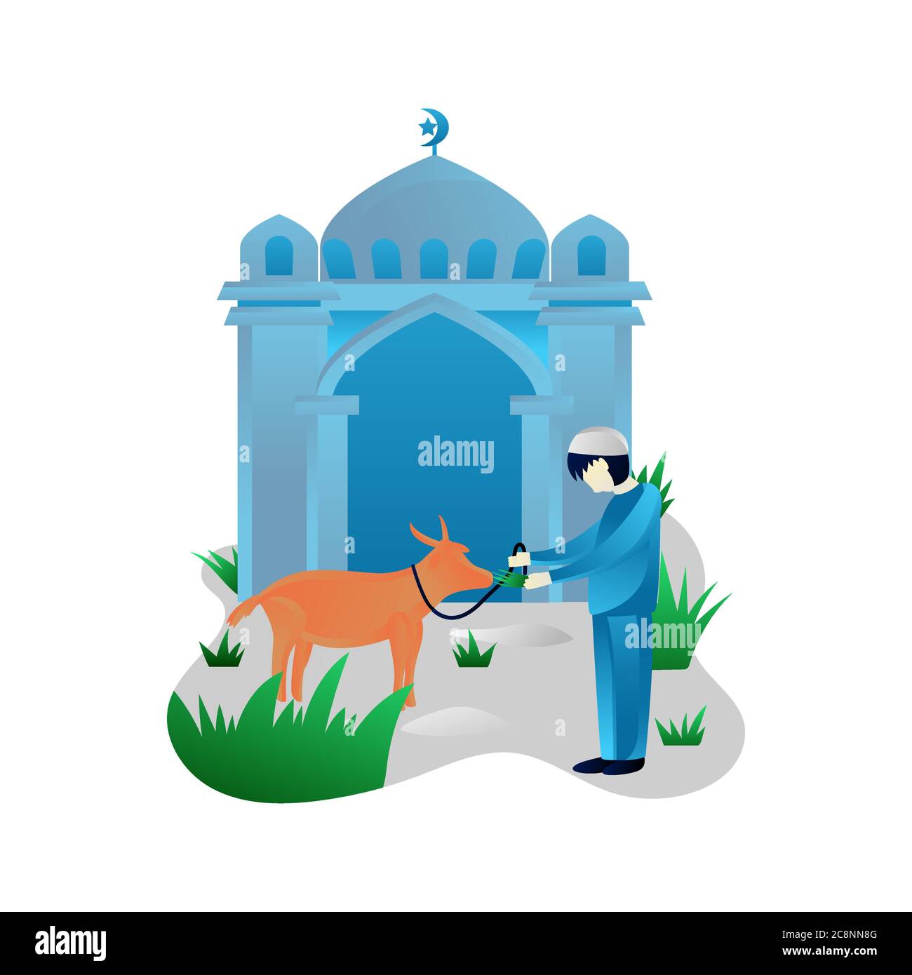 Eid al-Adha Qurban celebration flat illustration.Suitable for landing ...