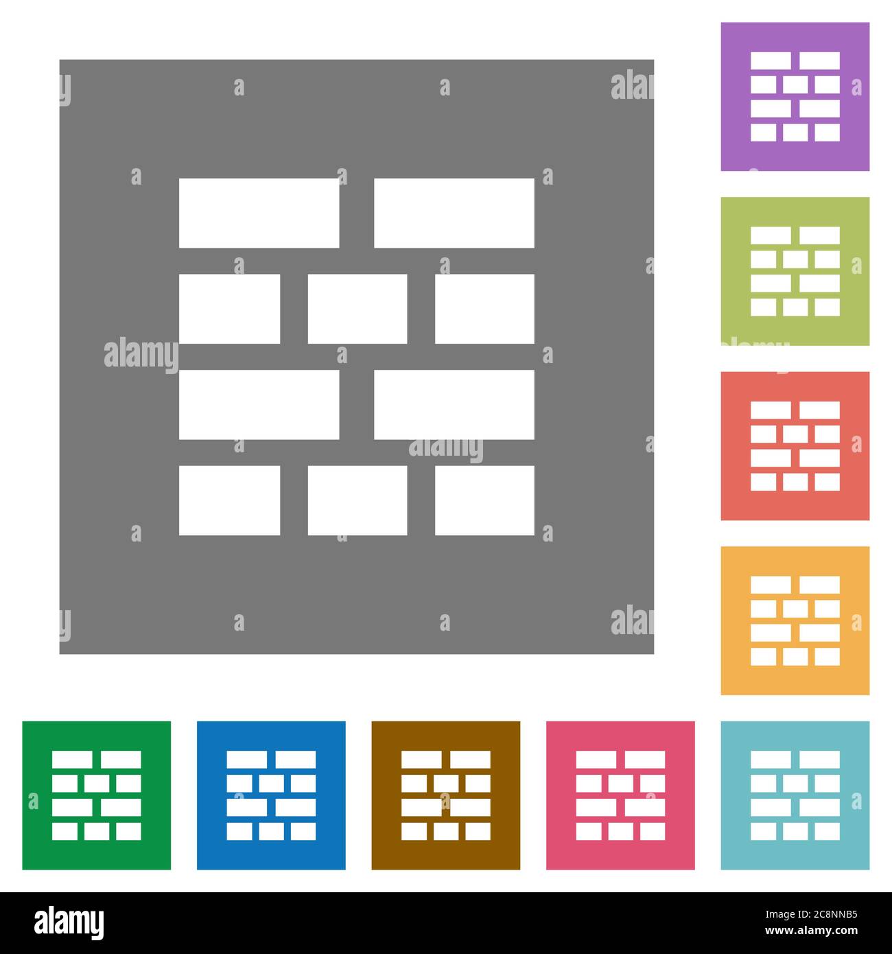 Firewall flat icon set on color square background Stock Vector Image ...