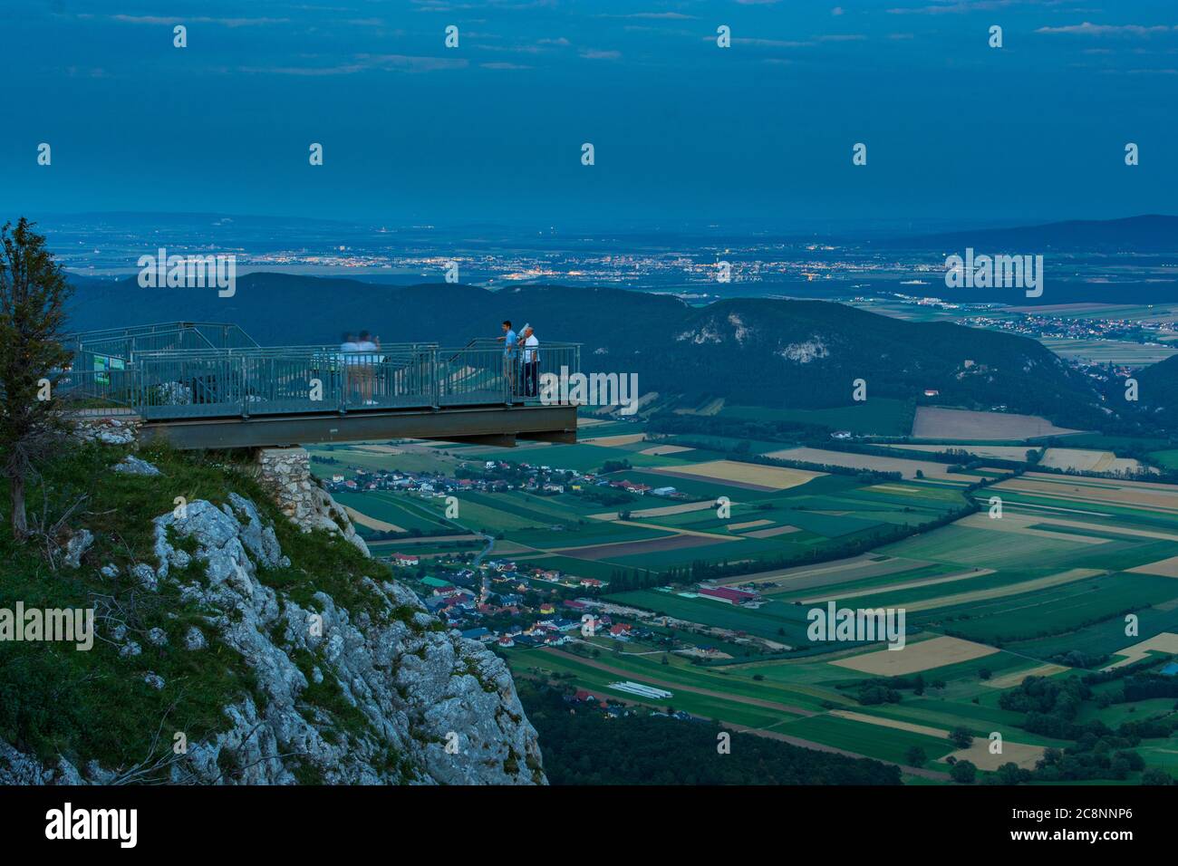 Naturpark Hohe Wand: observation platform Skywalk, people, view to ...