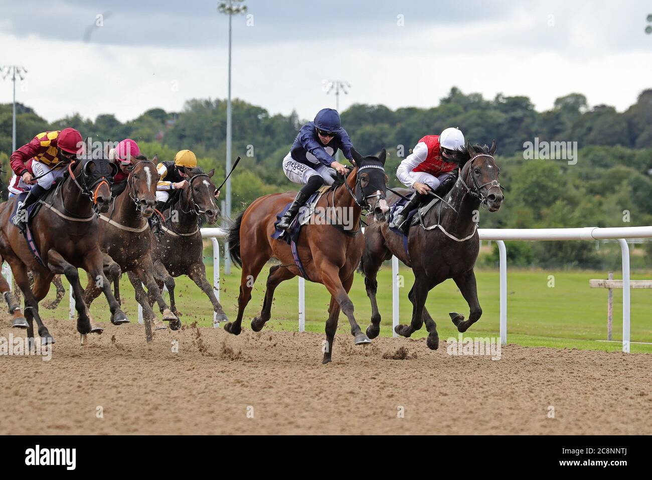 Jockey david probert navy silks coming home hi-res stock photography ...