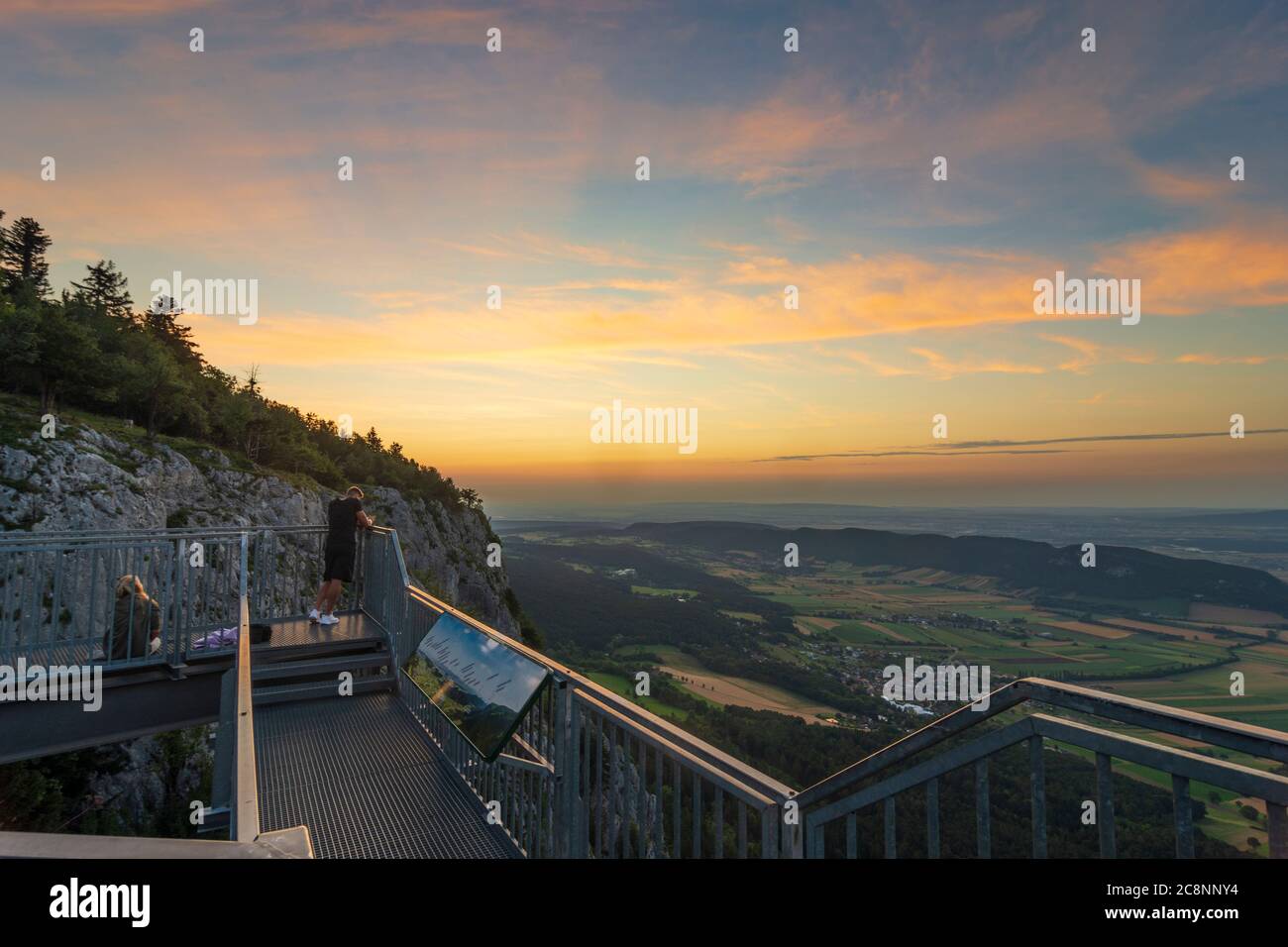 Naturpark Hohe Wand: observation platform Skywalk, people, view to ...