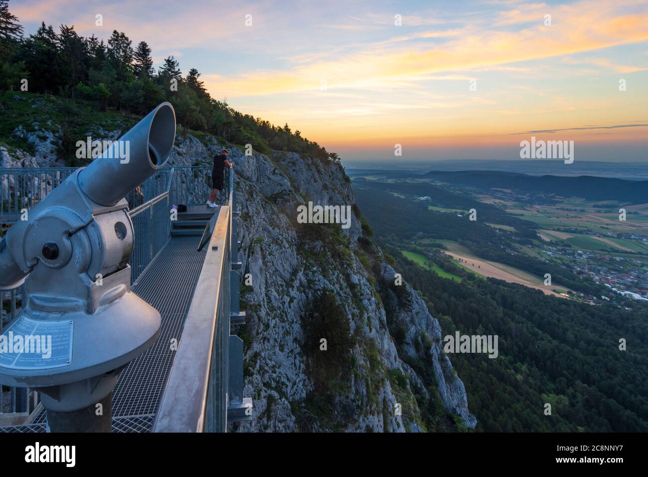 Naturpark Hohe Wand: observation platform Skywalk, people, view to ...