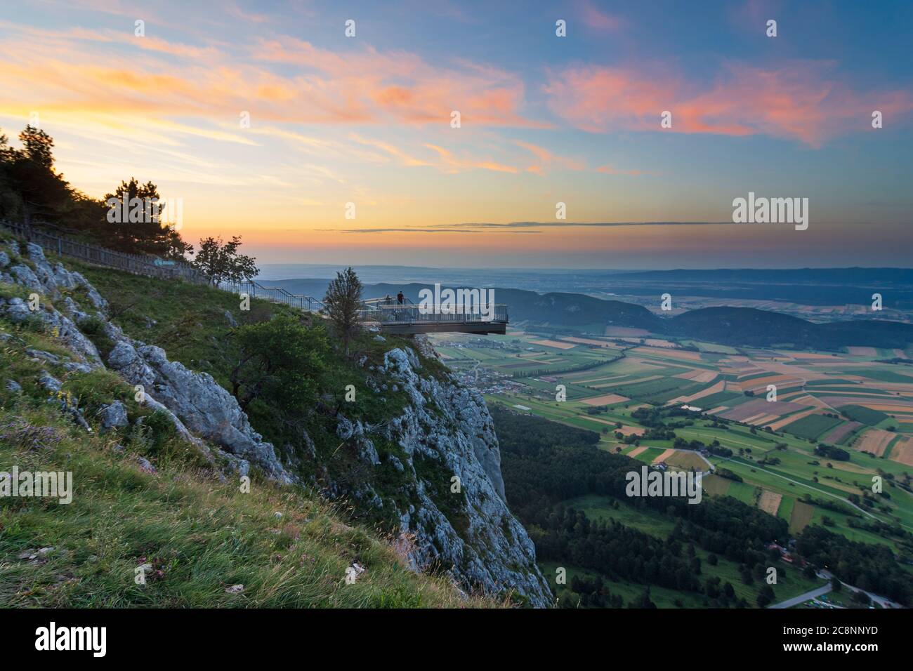 Naturpark Hohe Wand: observation platform Skywalk, people, view to ...
