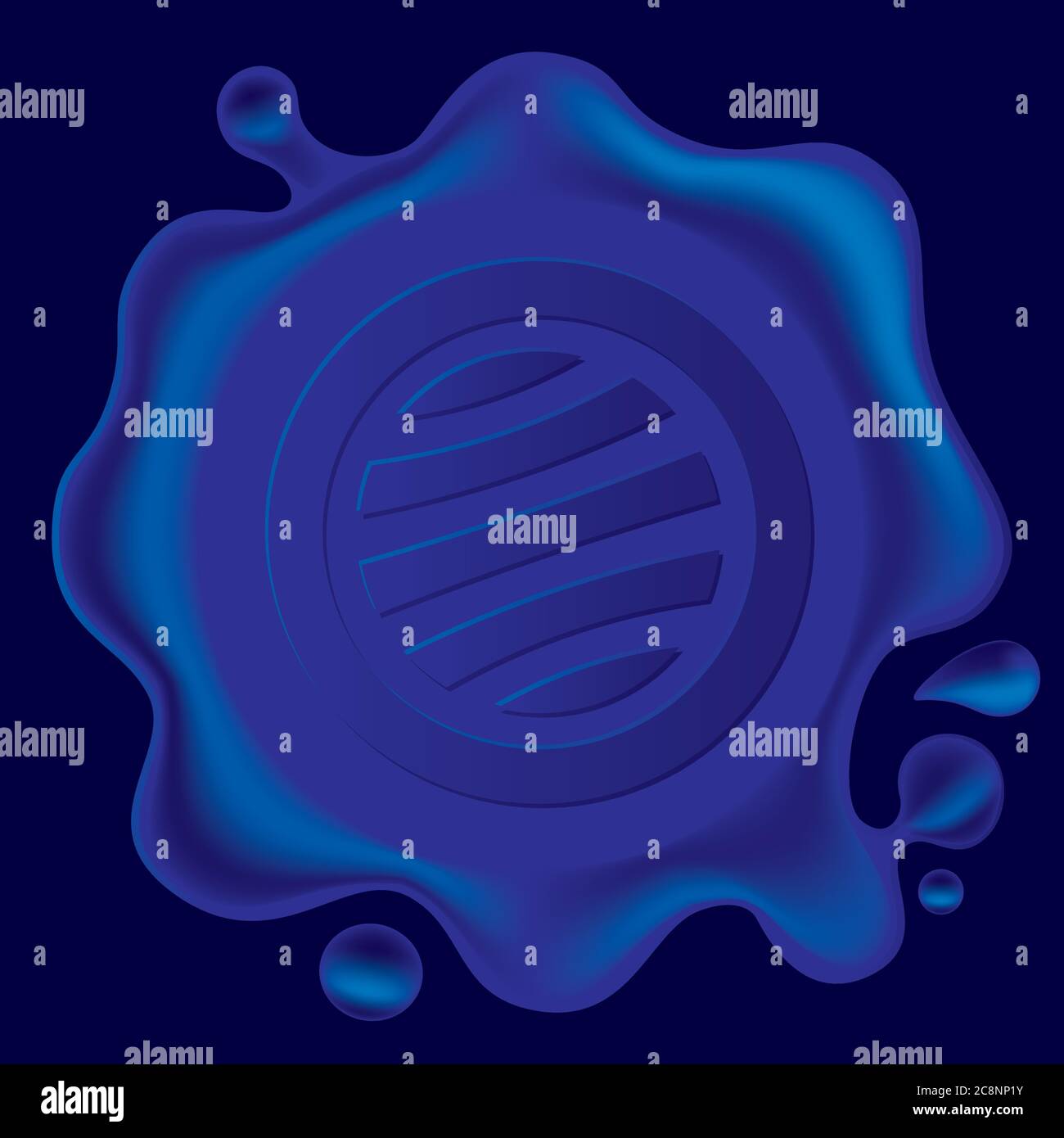 Vector illustration. Blue wax seal isolated on blue with erasable ...