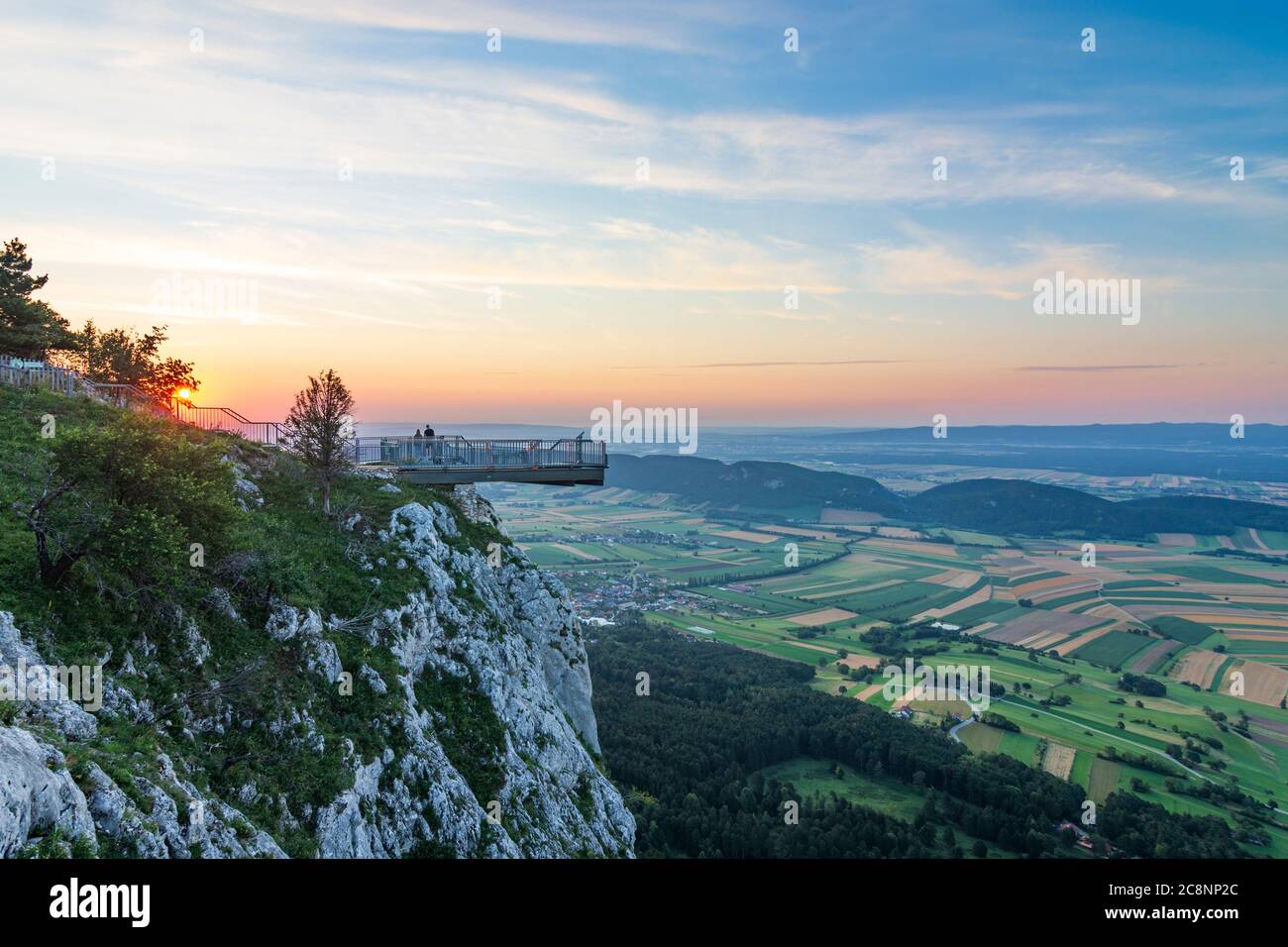 Naturpark Hohe Wand: observation platform Skywalk, people, view to ...