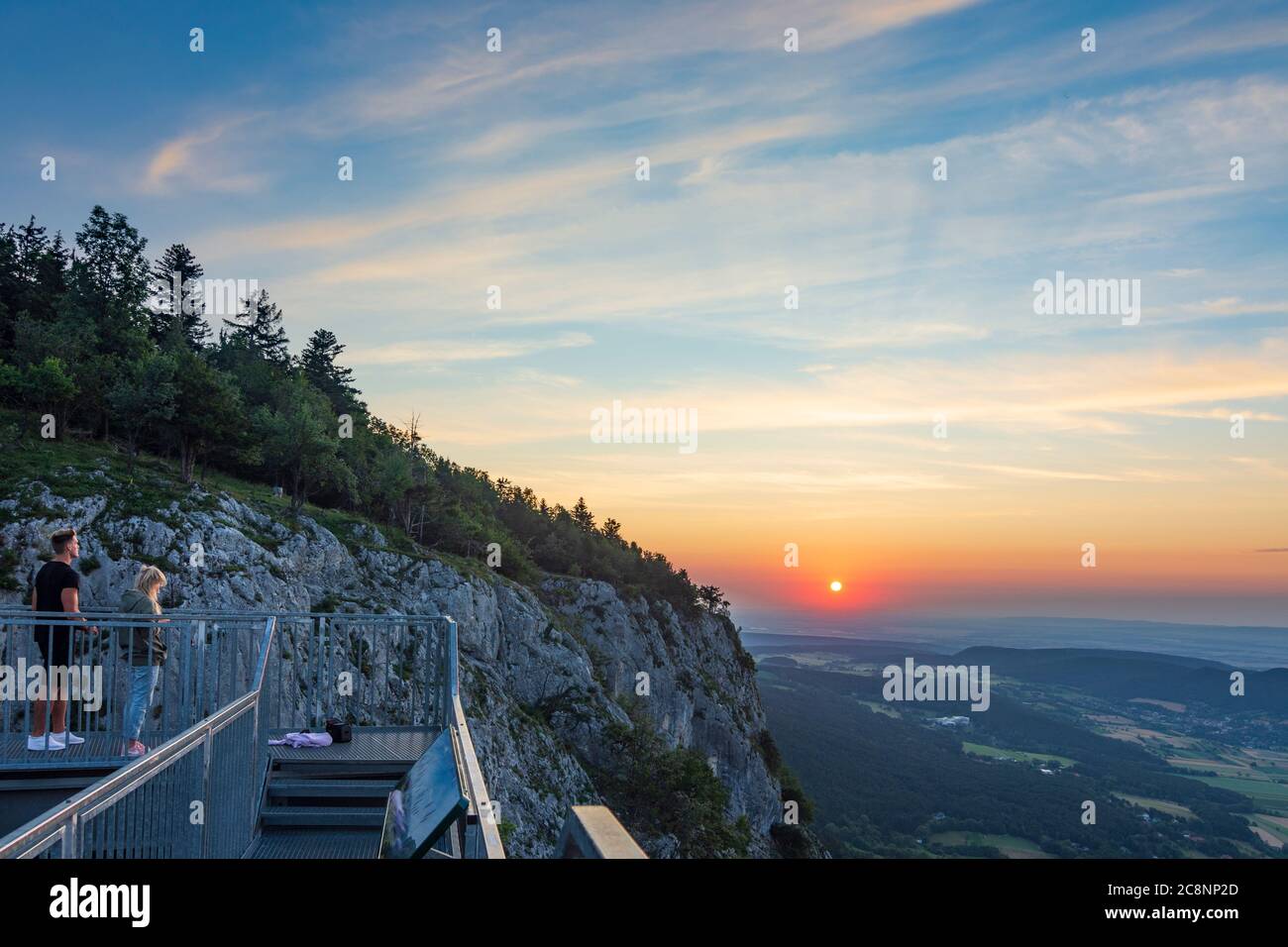 Naturpark Hohe Wand: observation platform Skywalk, people, view to ...