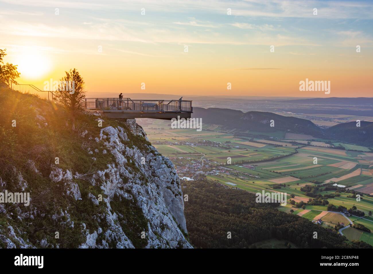 Naturpark Hohe Wand: observation platform Skywalk, people, view to ...