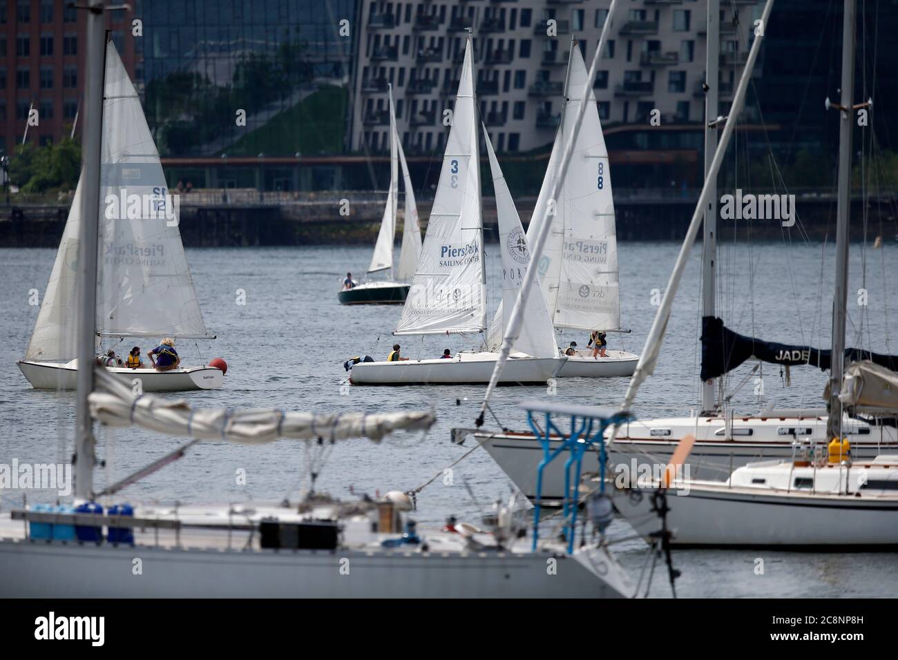 Sailboats, Boston Harbor Stock Photo - Alamy