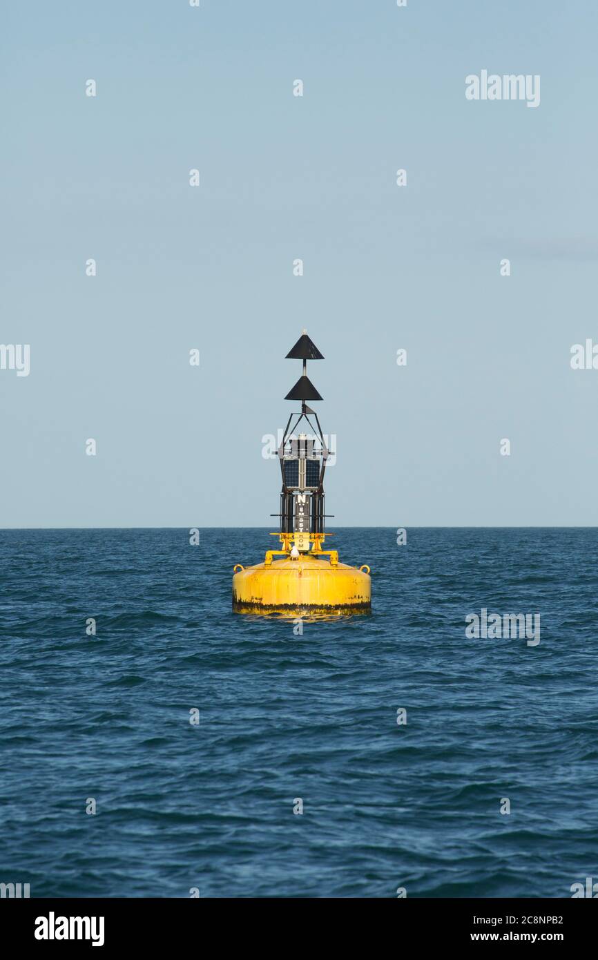 A north cardinal buoy off the coast of south Devon. Devon England UK GB ...
