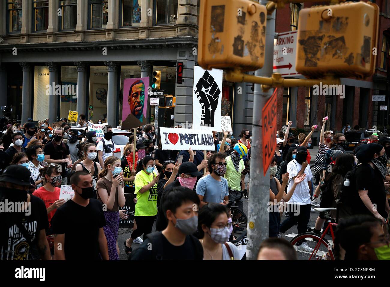 Demonstrators march against the federal police takeover of Portland ...