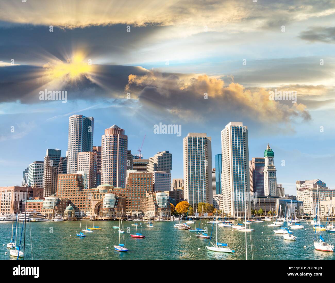 Boston skyline at sunset, Massachusetts - USA Stock Photo - Alamy