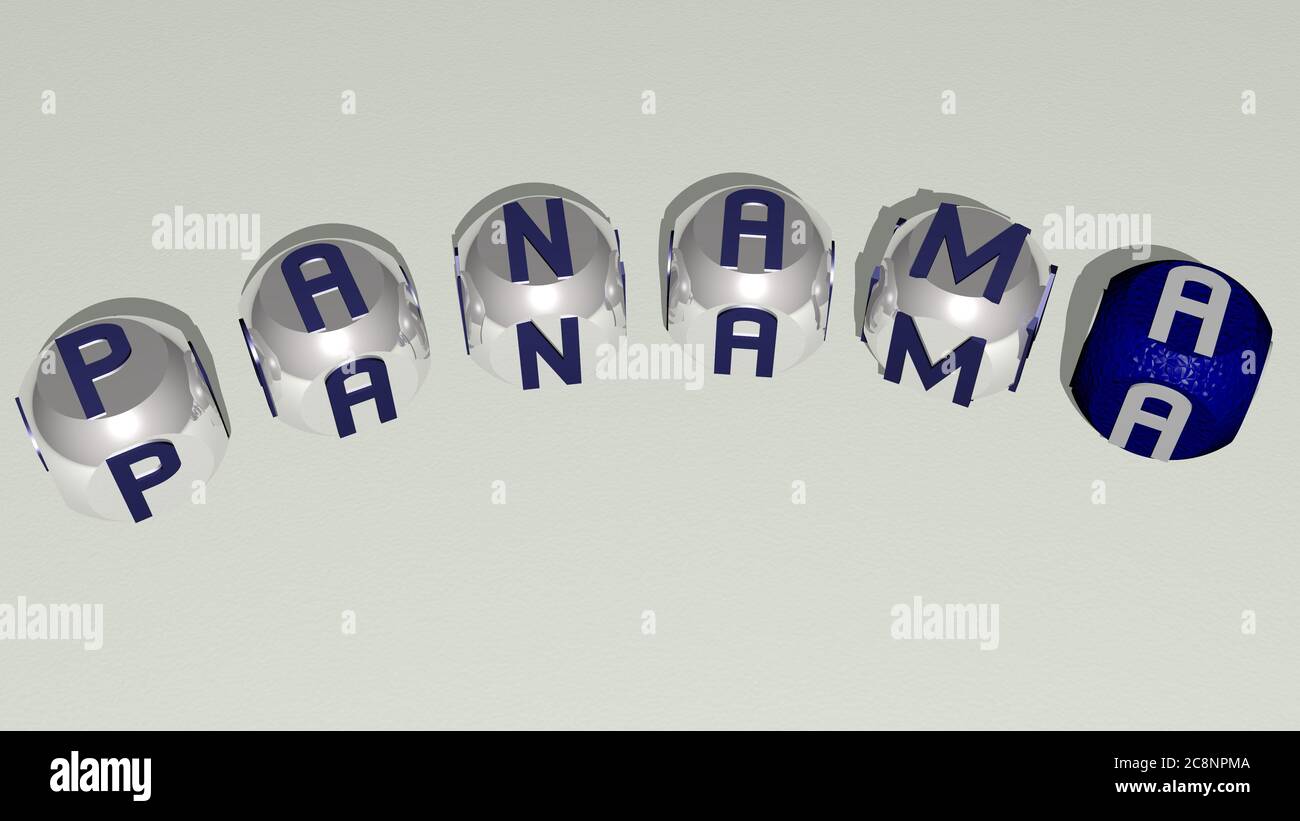 combination of PANAMA built by cubic letters from the top perspective ...