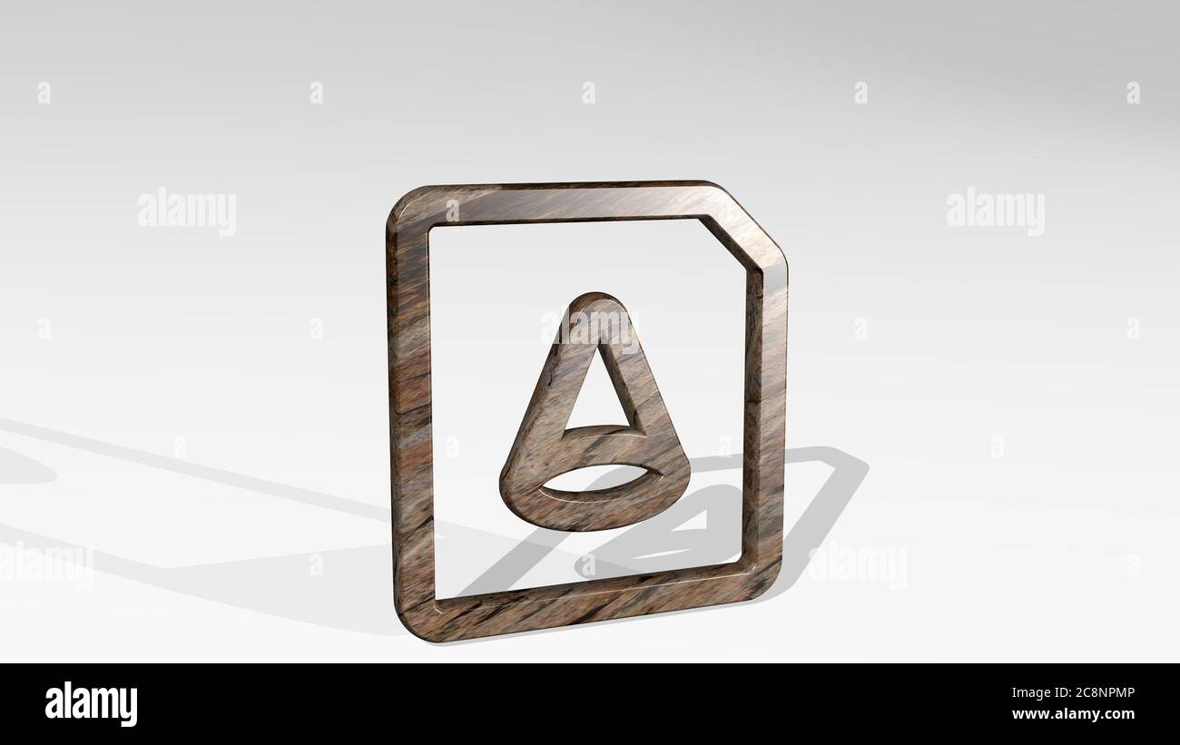 design file pyramid casting shadow from a perspective. A thick ...