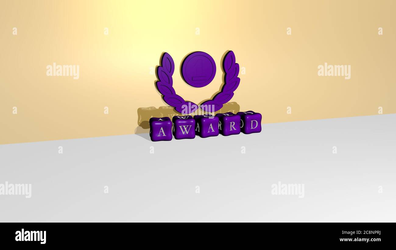 3D representation of award with icon on the wall and text arranged by ...