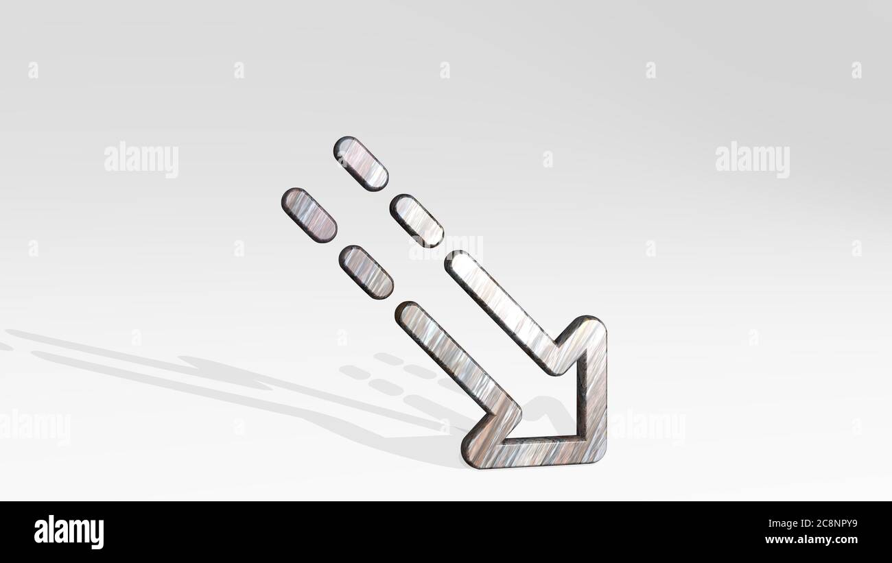 diagram arrow dash corner right down casting shadow from a perspective ...