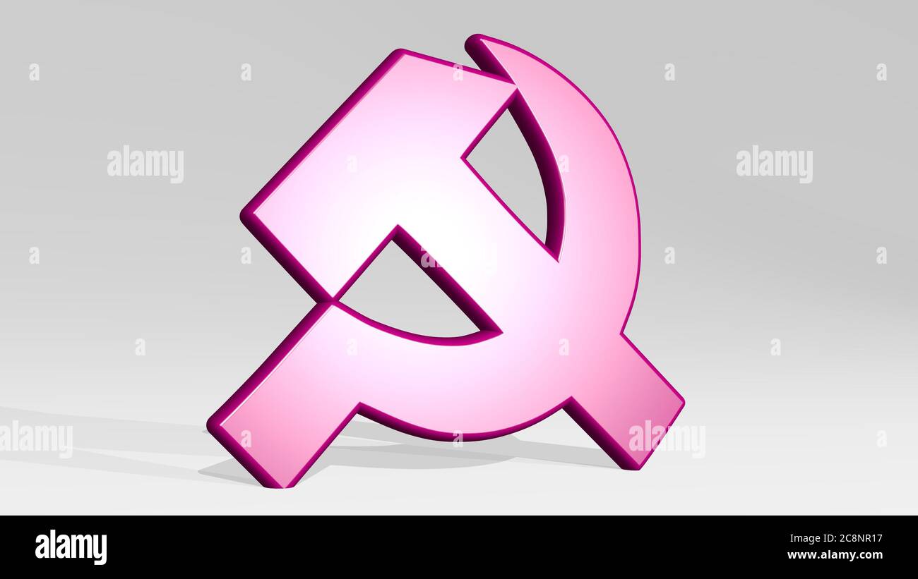 Soviet Union symbol stand with shadow. 3D illustration of metallic ...