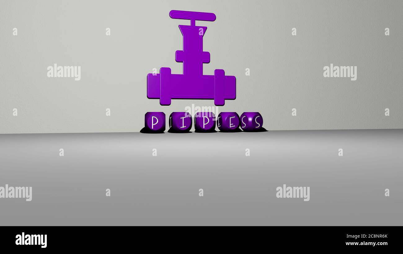 3D graphical image of PIPES vertically along with text built by ...