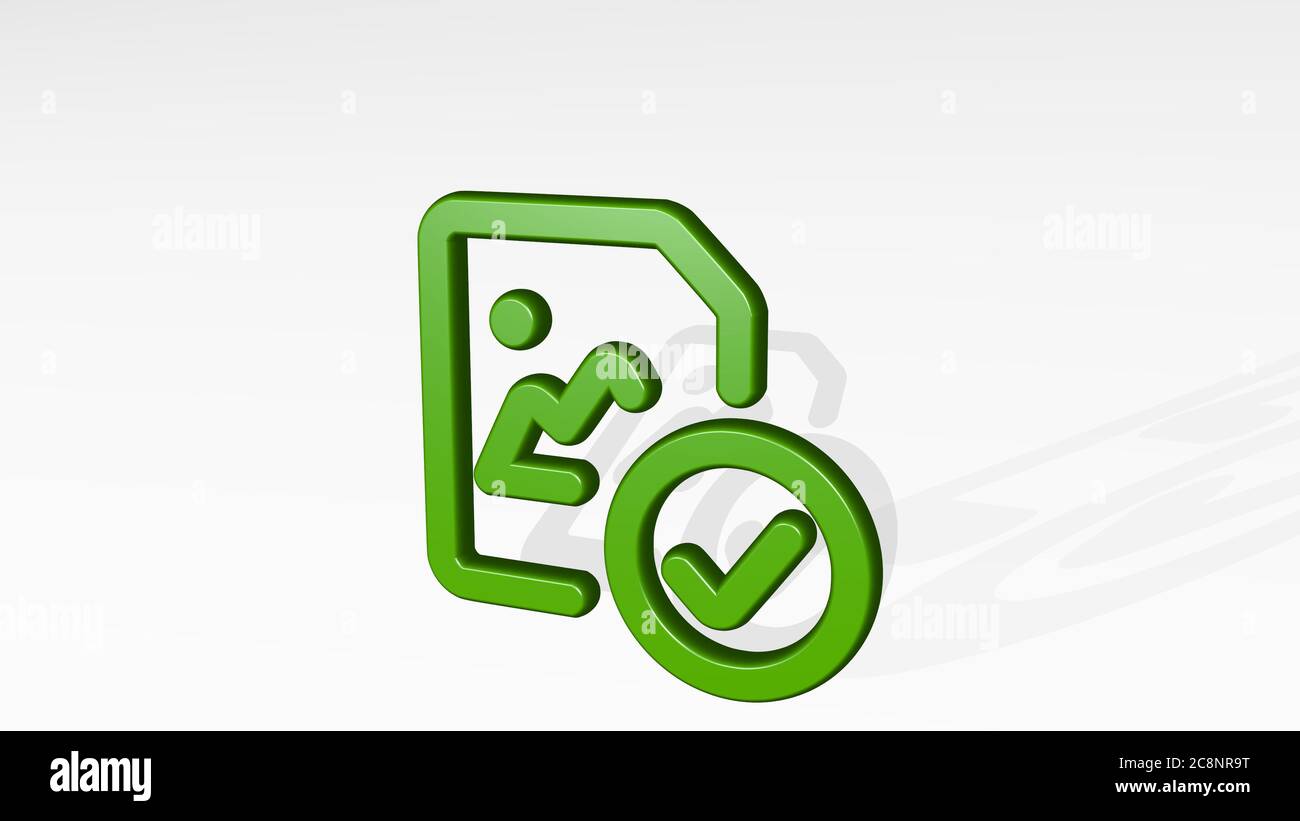 image file check stand with shadow. 3D illustration of metallic ...