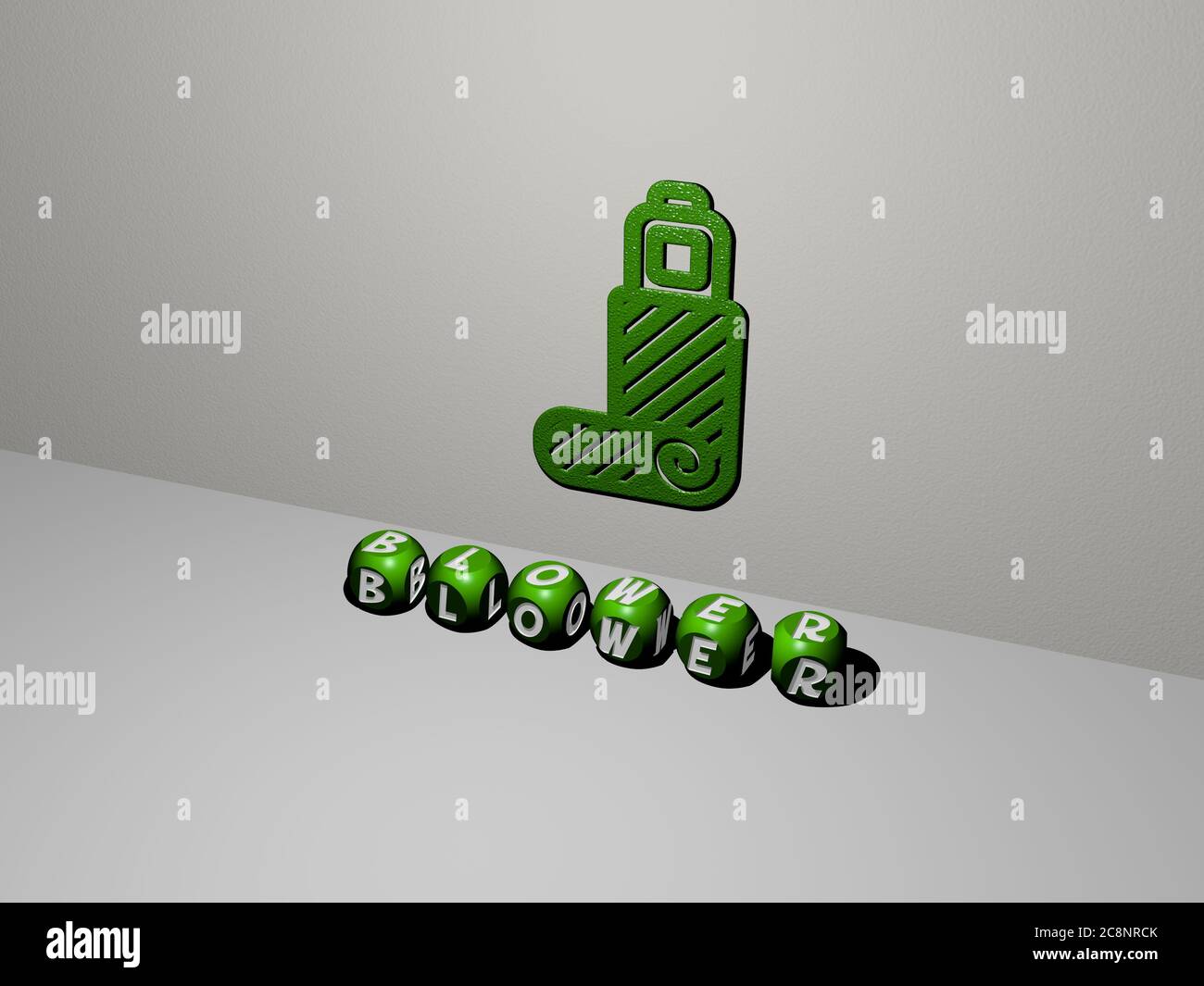 3D illustration of BLOWER graphics and text made by metallic dice ...