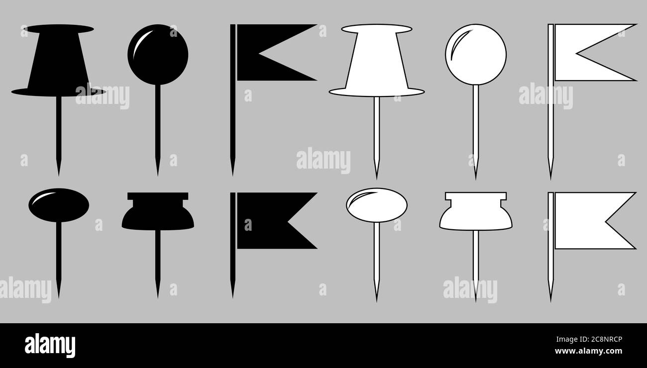Pushpins vector vectors Black and White Stock Photos & Images - Alamy