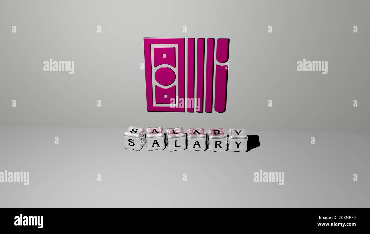 3D Illustration Of Salary Graphics And Text Made By Metallic Dice 3d-illustration-of-salary-graphics-and-text-made-by-metallic-dice